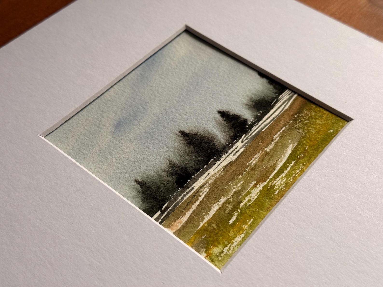 Original Signed Watercolor Landscape Painting, Mini Abstract Art, 4x4 ...