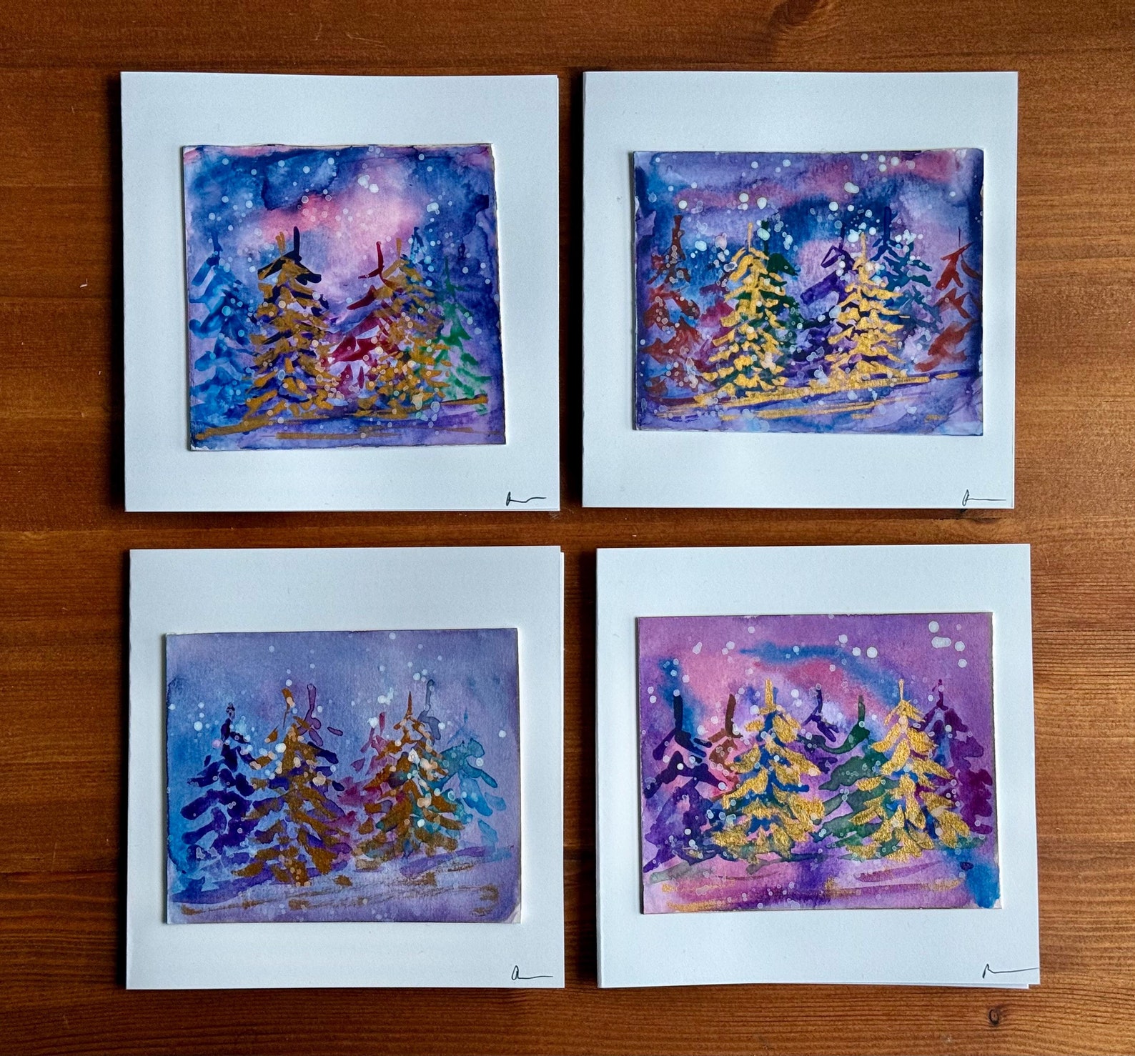 Hand Painted Original Christmas Cards, Watercolour,not a Print, Winter ...