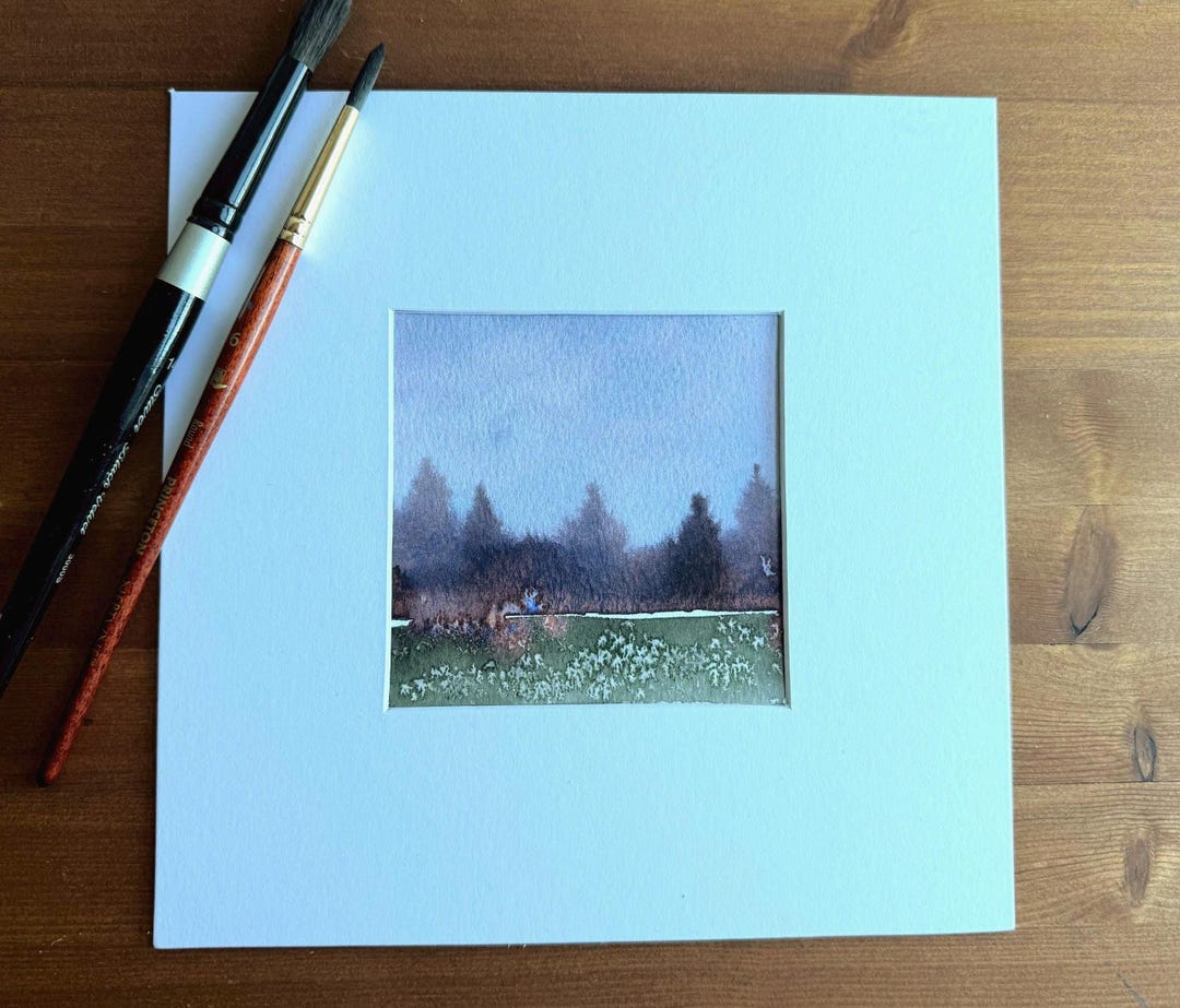 Original Mounted Watercolour Landscape Painting, Not a Print, Abstract ...