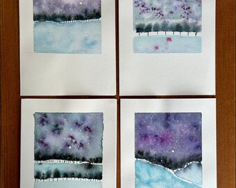 Hand Painted Original Christmas Cards, Watercolour,not a Print, Winter ...