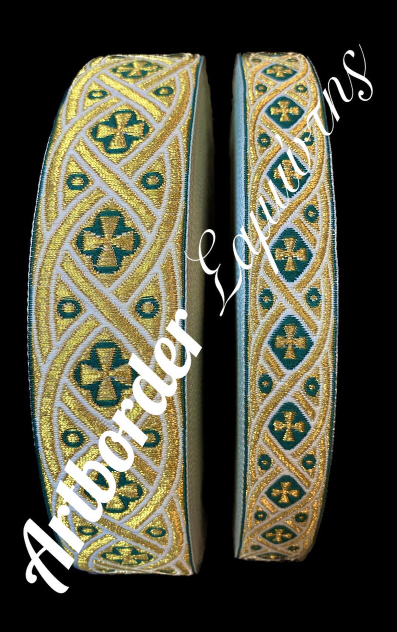 Greek Metallic Galloon With Crosses Pattern, Church Liturgical Galloon ...