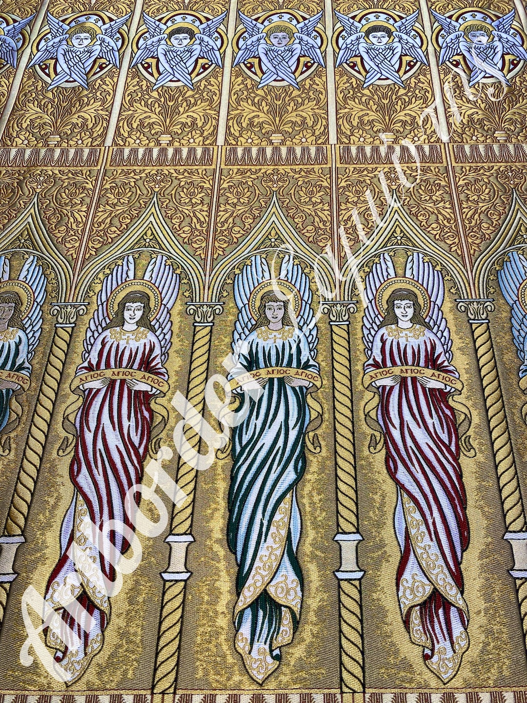 Metallic Brocade With Angels "agios" Pattern / Width 180cm. / Metallic ...
