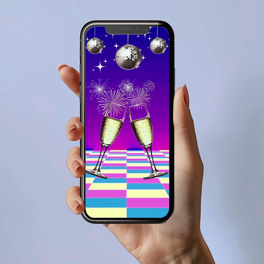 Retro Disco Champagne Flute Phone Wallpaper (digital Download) - Etsy