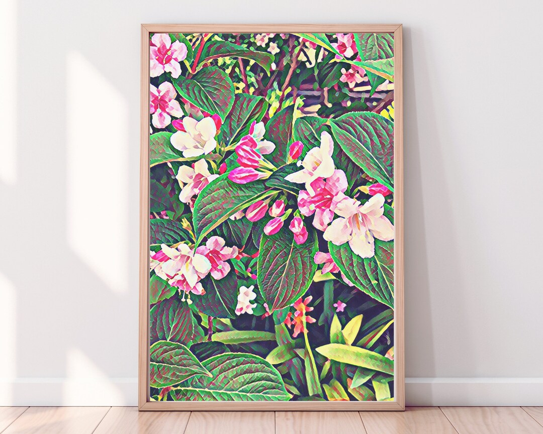 Spring Flower Wall Art, Farmhouse Home Décor, Pink Floral Print ...