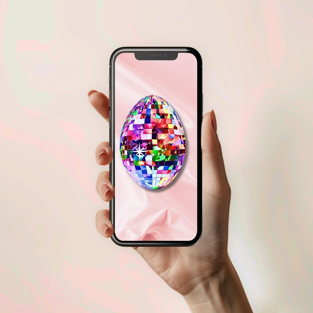 Glittering Funky Disco Easter Egg Art Smartphone Wallpaper, AI ...