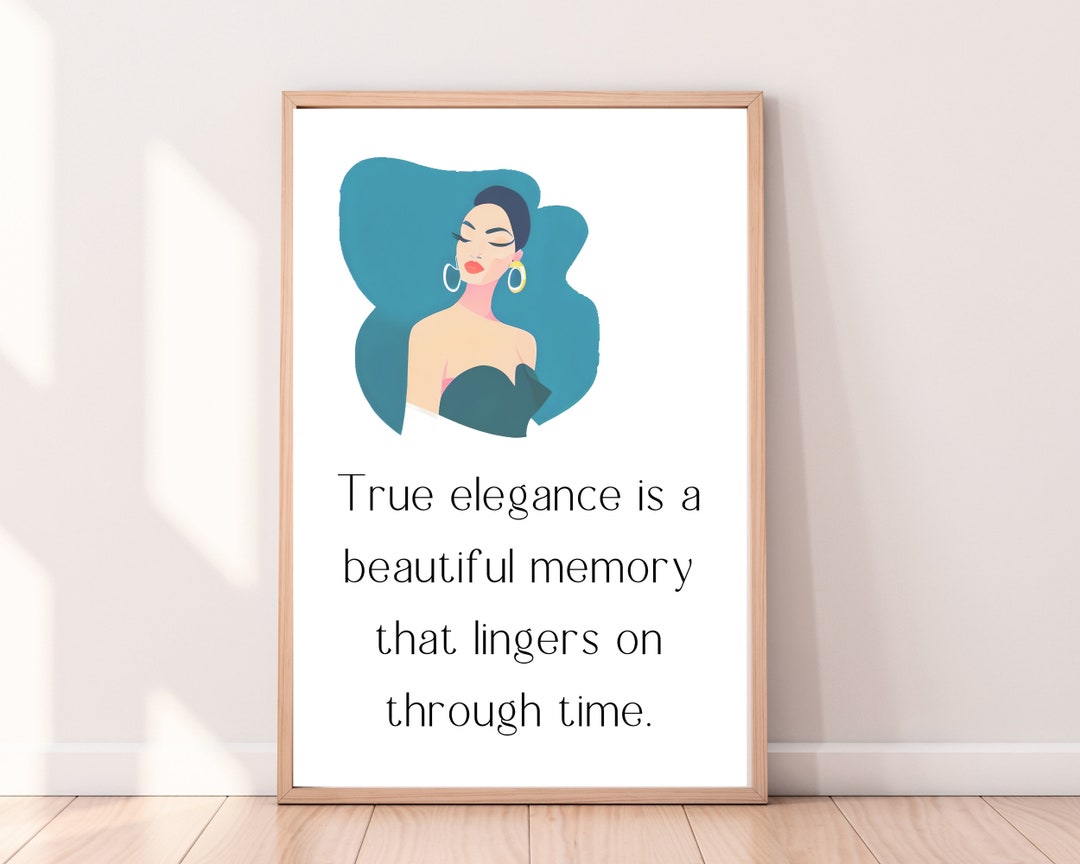 Fashion Quote Wall Art, Elegance Definition Print, Inspirational Phrase ...