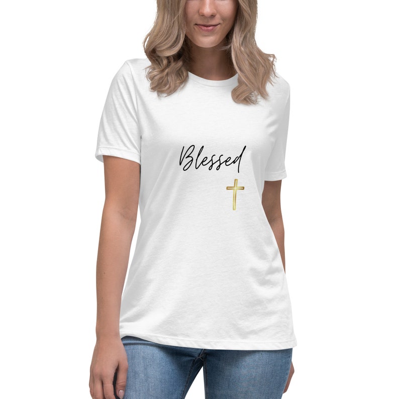 Blessed - Gold Cross - Gifts for Women - Christian T-shirts - Women's ...