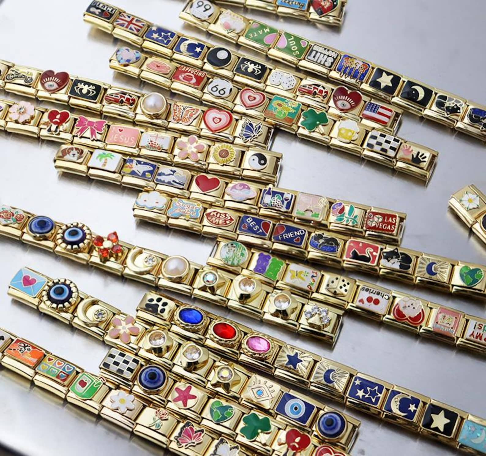 Custom Gold Italy Charms,personalized Italian Bracelet, Gold Italian ...