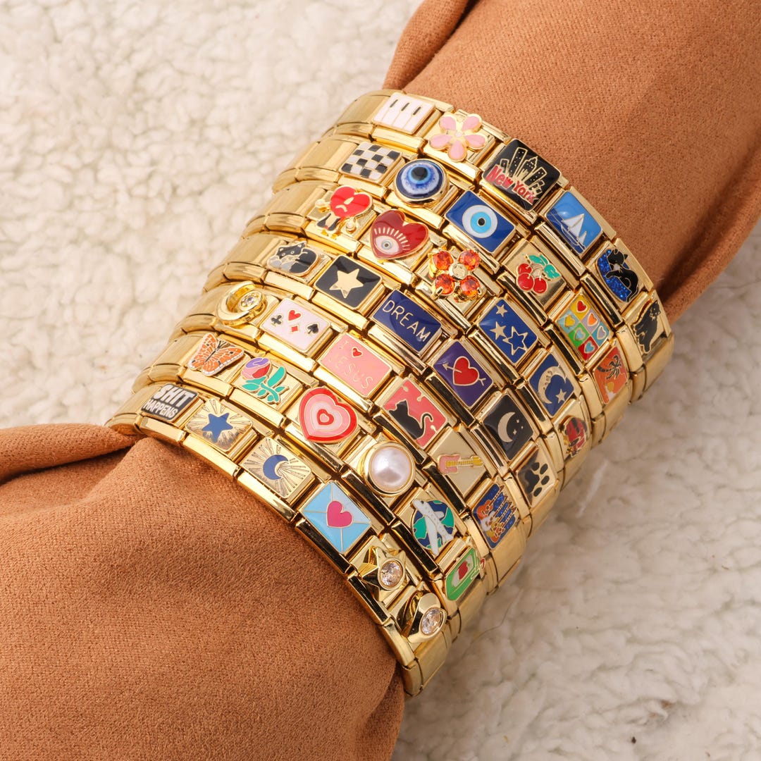 Custom Gold Italy Charms,personalized Italian Bracelet, Gold Italian ...