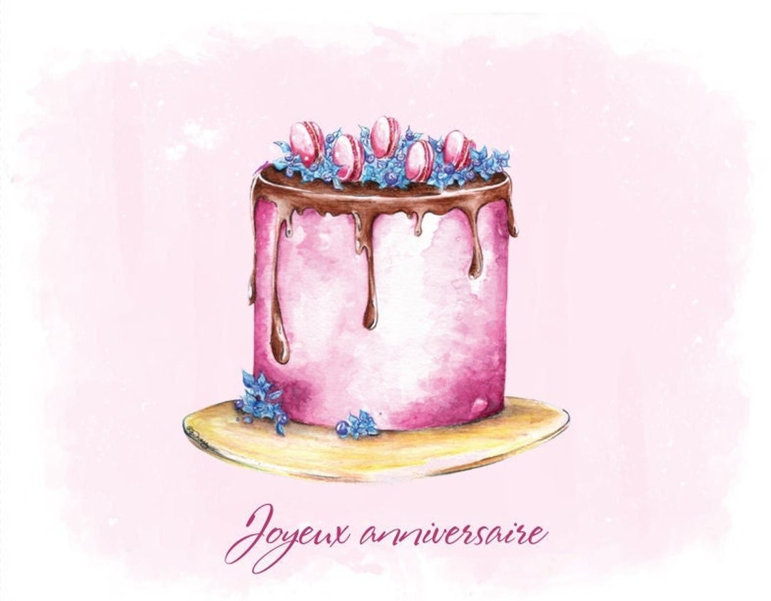 Set of 3 Birthday Cards Pink Drip Cake - Etsy