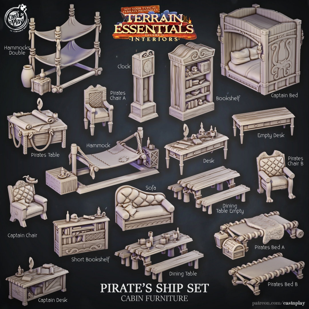 Pirate Ship Cabin Furniture | RPG Miniature for Dungeons and Dragons ...