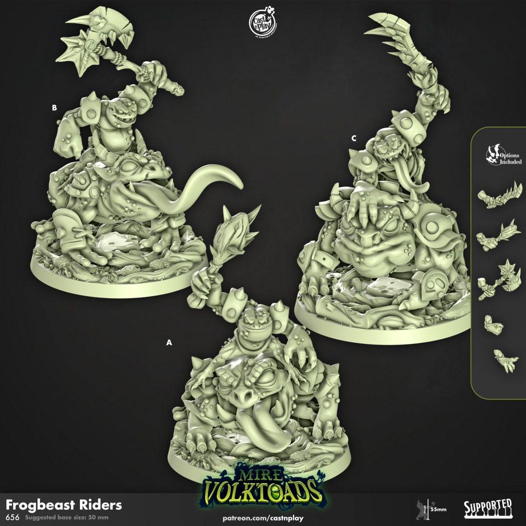Frog Beast Riders RPG Miniature for Dungeons and ...
