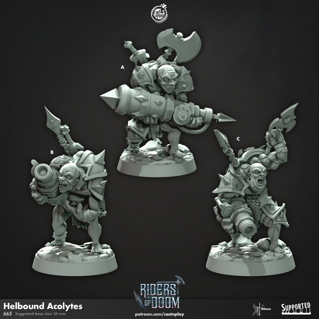 Hellhound Acolytes RPG Miniature for Dungeons and ...