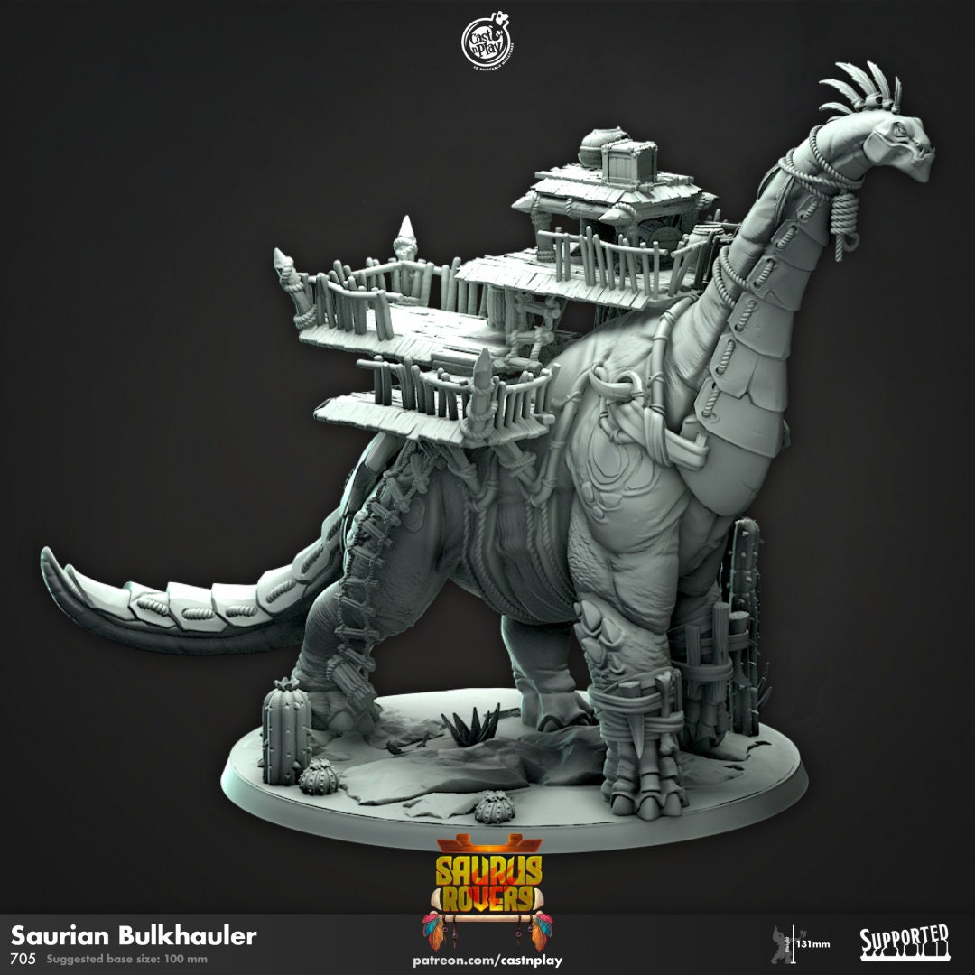 Saurian Bulkhauler Miniature: Dinosaur Mobile Sentry - Tabletop RPG - Etsy