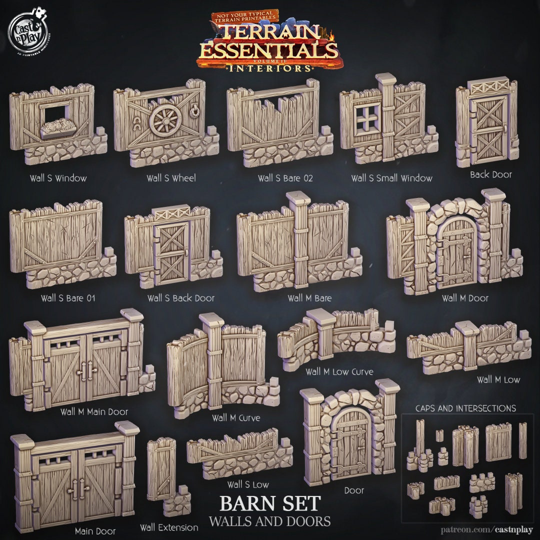 Barn Walls and Doors | Modular Terrain | RPG Miniature for Dungeons and ...