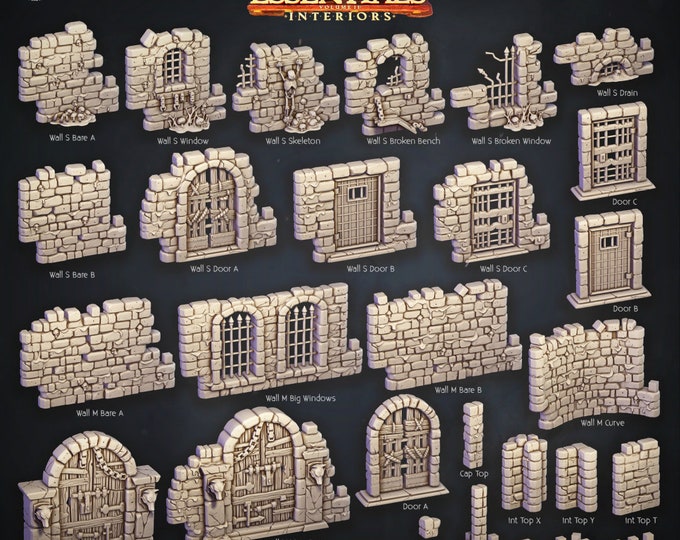 Dungeon Walls and Doors Modular Terrain RPG Miniature for - Etsy