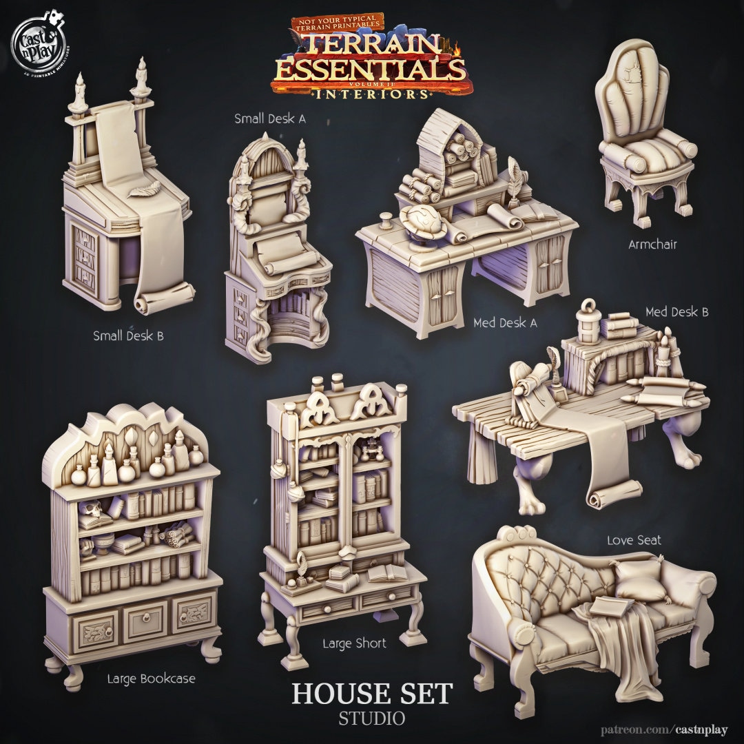 RPG Miniature Terrain: Studio Furniture Set - Dungeons and Dragons ...