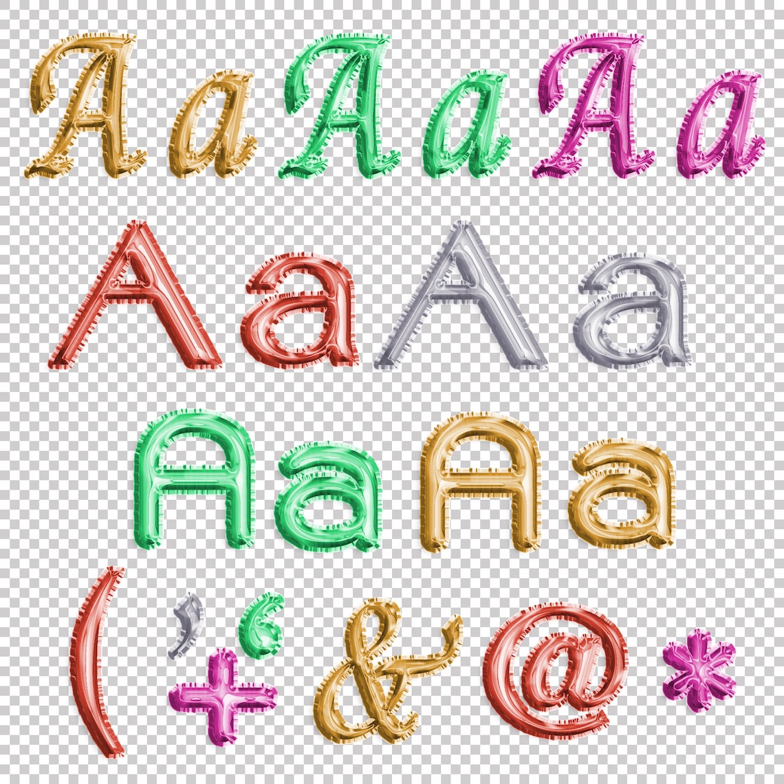 Red Foil Balloon Alphabet & Special Character Clip Art. Digital File ...