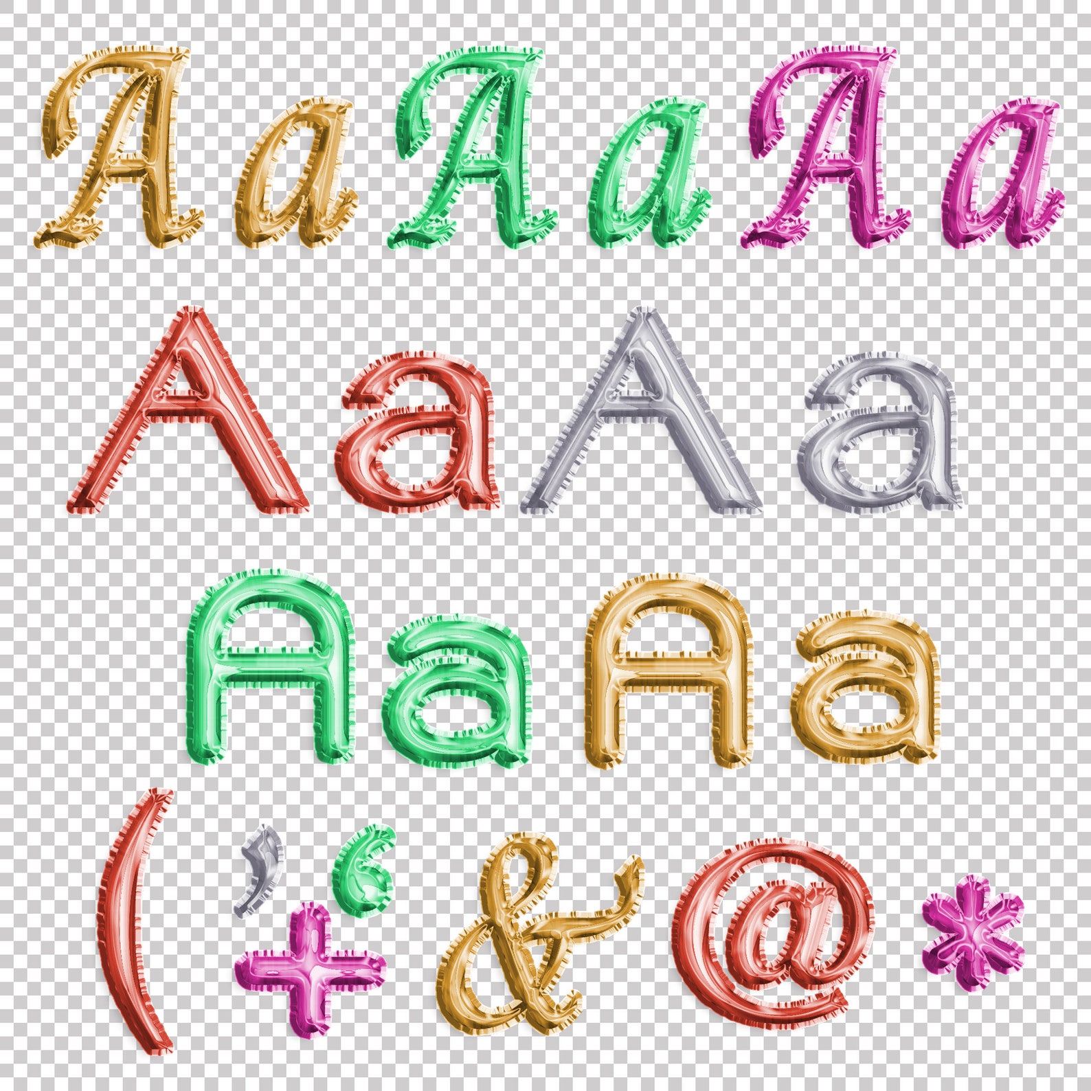 Red Foil Balloon Alphabet & Special Character Clip Art. Digital File ...