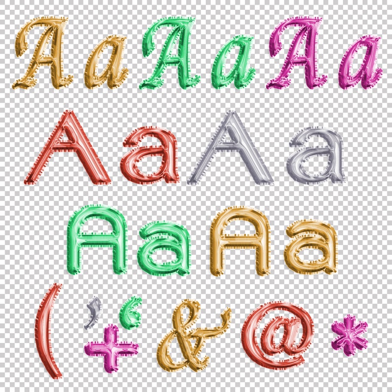 Red Foil Balloon Alphabet & Special Character Clip Art. Digital File ...
