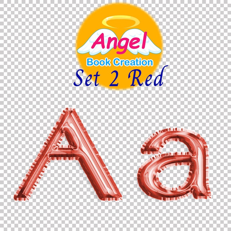 Red Foil Balloon Alphabet & Special Character Clip Art. Digital File ...
