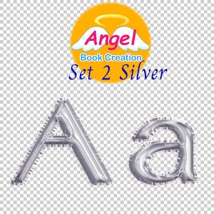 Silver Foil Balloon Alphabet & Special Character Clip Art. Digital File ...