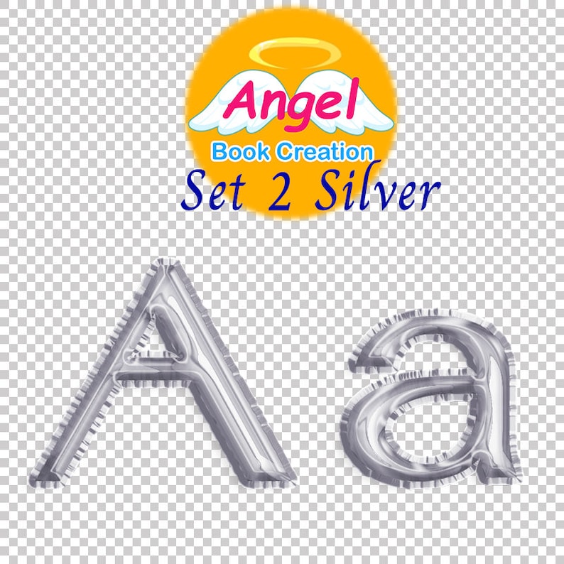 Silver Foil Balloon Alphabet & Special Character Clip Art. Digital File ...
