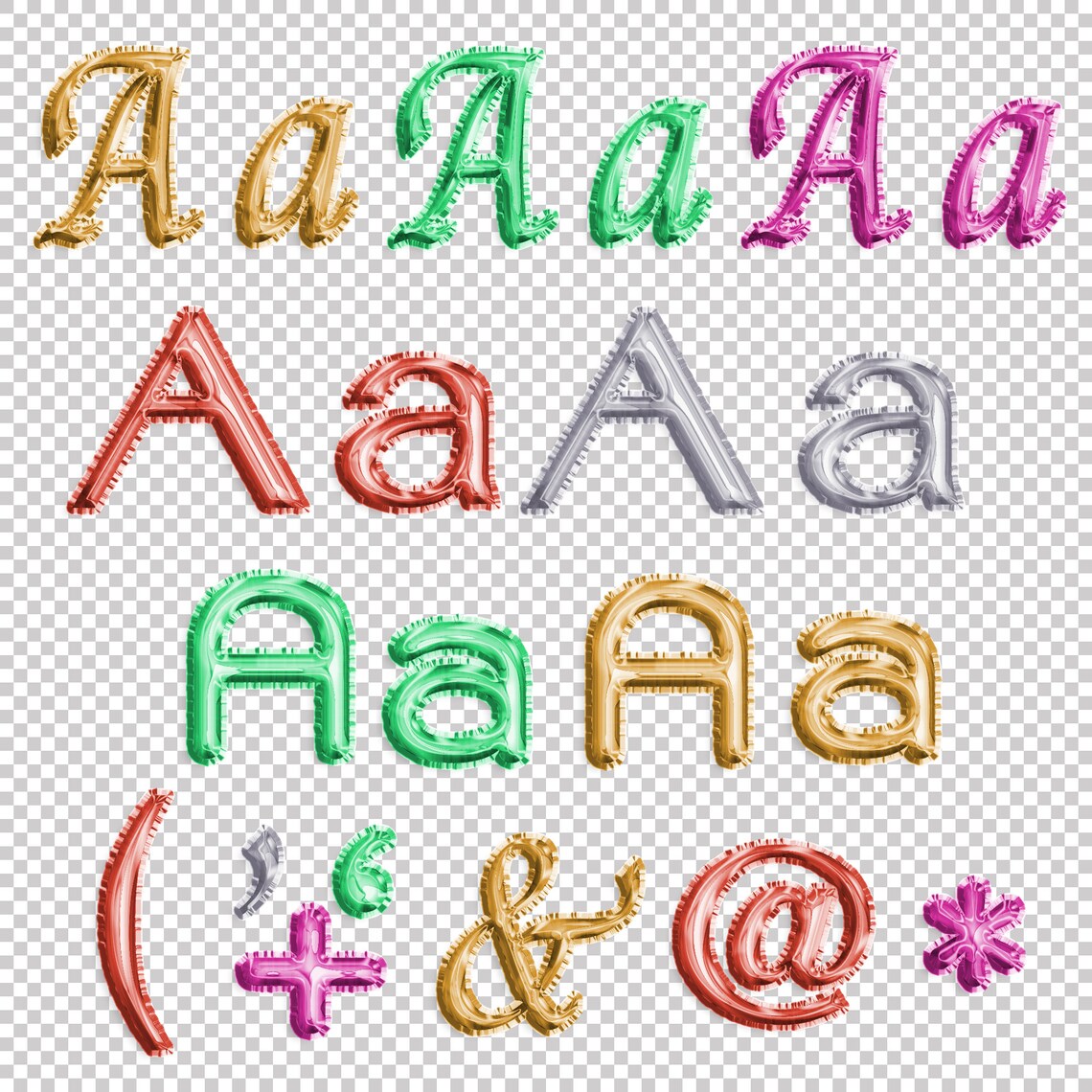 Silver Foil Balloon Alphabet & Special Character Clip Art. Digital File ...