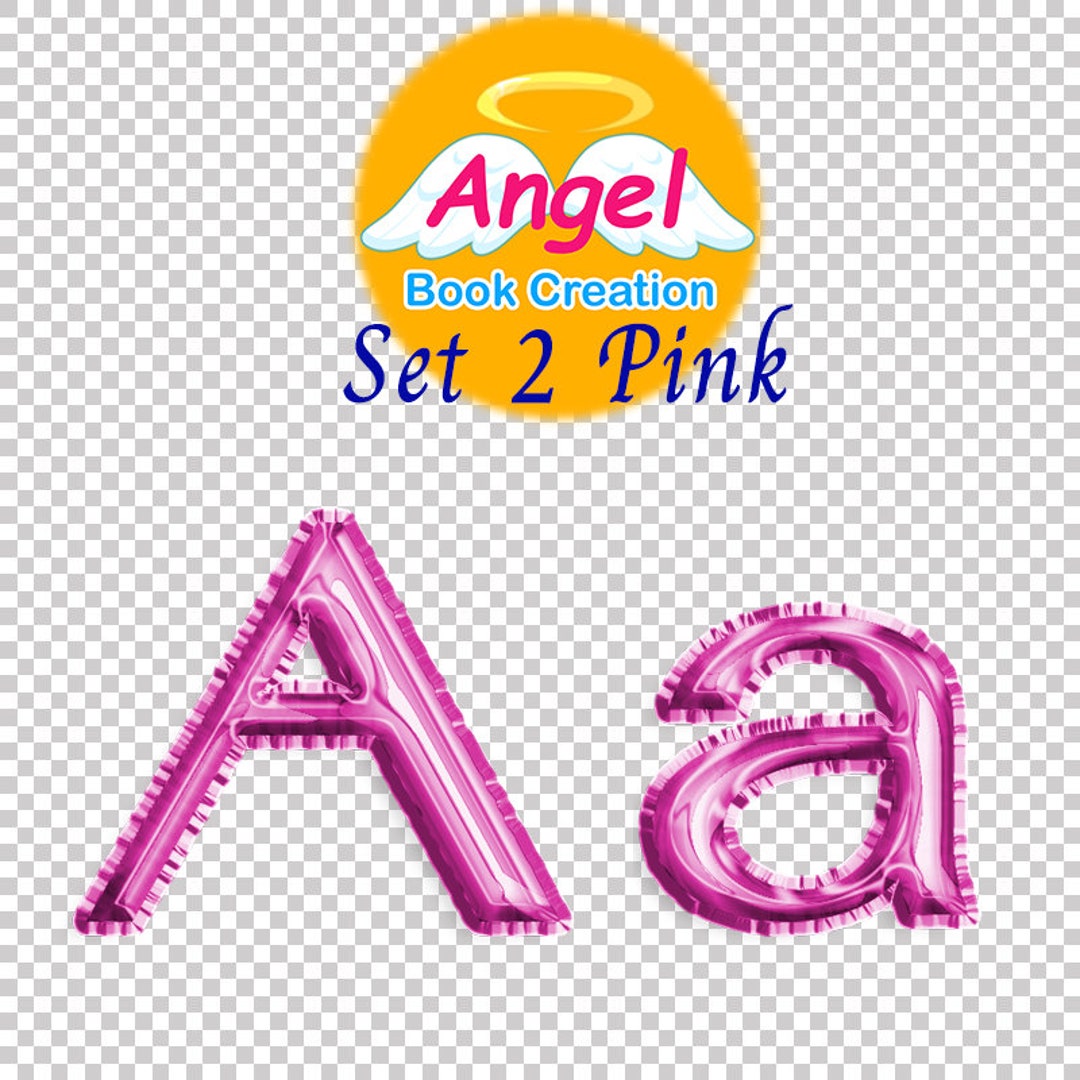 Pink Foil Balloon Alphabet & Special Character Clip Art. Digital File ...