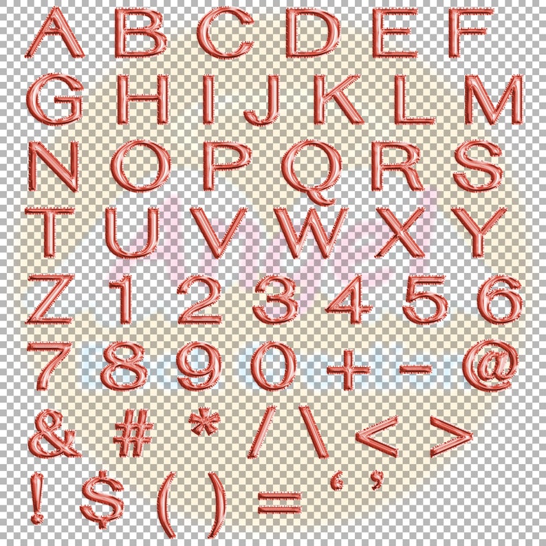 Red Foil Balloon Alphabet & Special Character Clip Art. Digital File ...