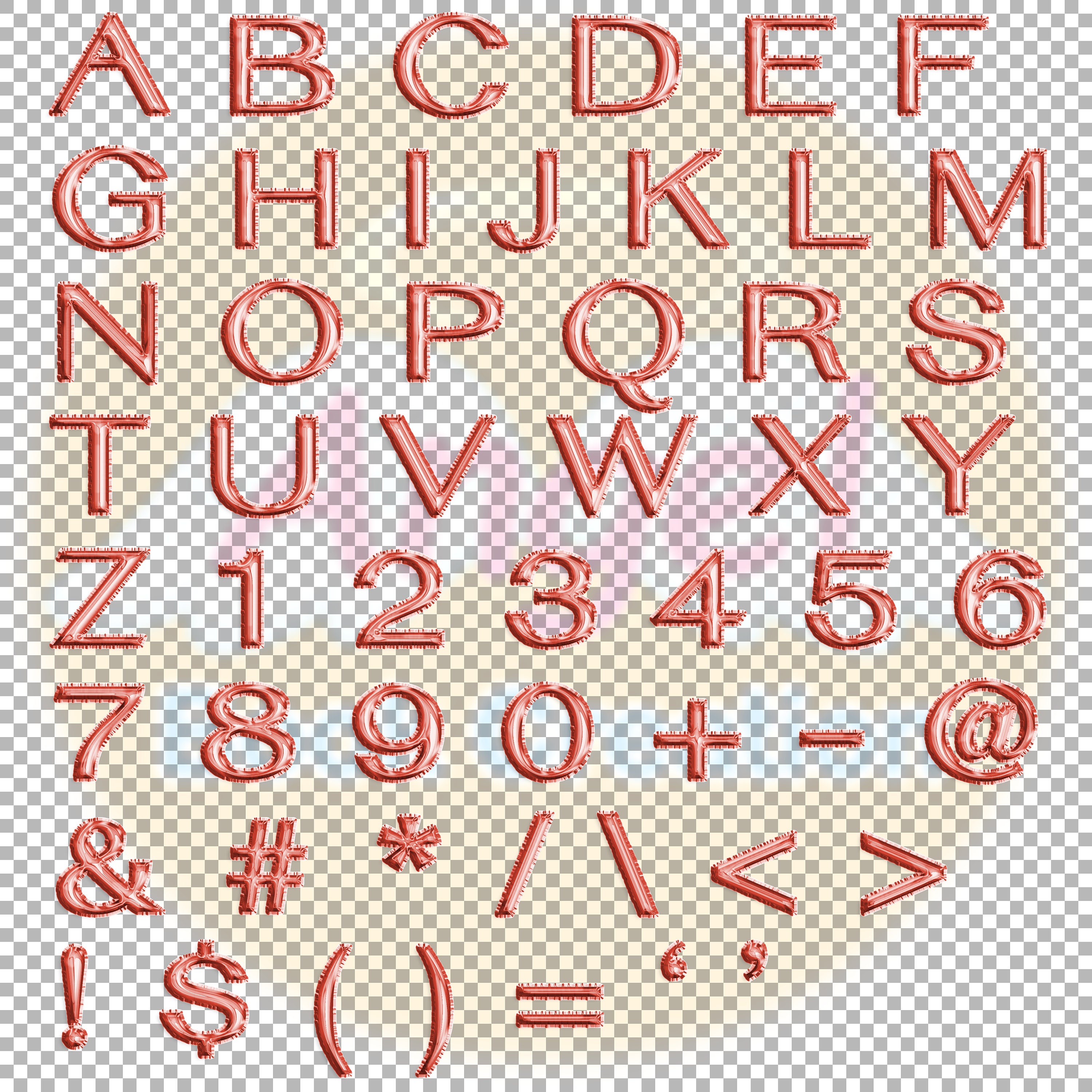Red Foil Balloon Alphabet & Special Character Clip Art. Digital File ...