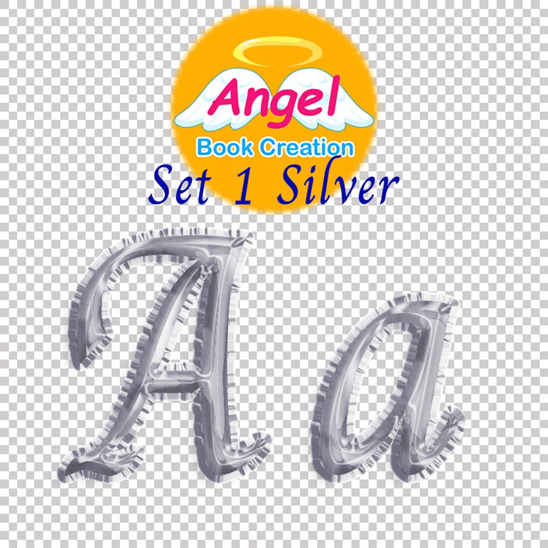 Silver Foil Balloon Alphabet & Special Character Clip Art. Digital File ...