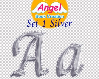 Silver Foil Balloon Alphabet & Special Character Clip Art. Digital File ...