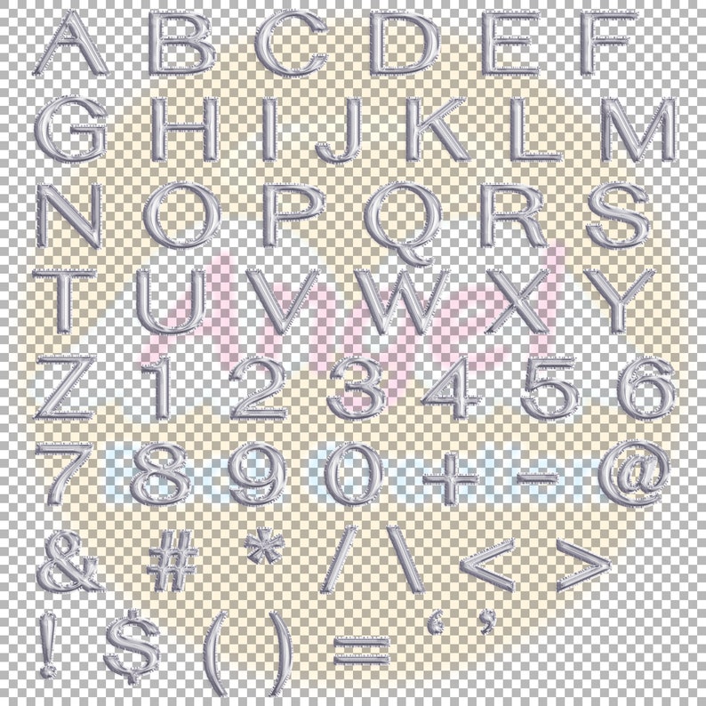 Silver Foil Balloon Alphabet & Special Character Clip Art. Digital File ...