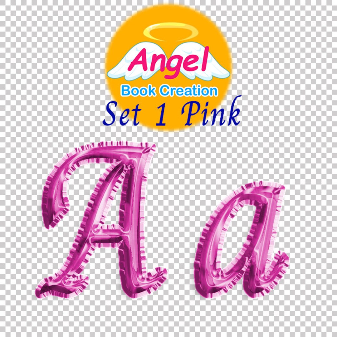 Pink Foil Balloon Alphabet & Special Character Clip Art. Digital File ...