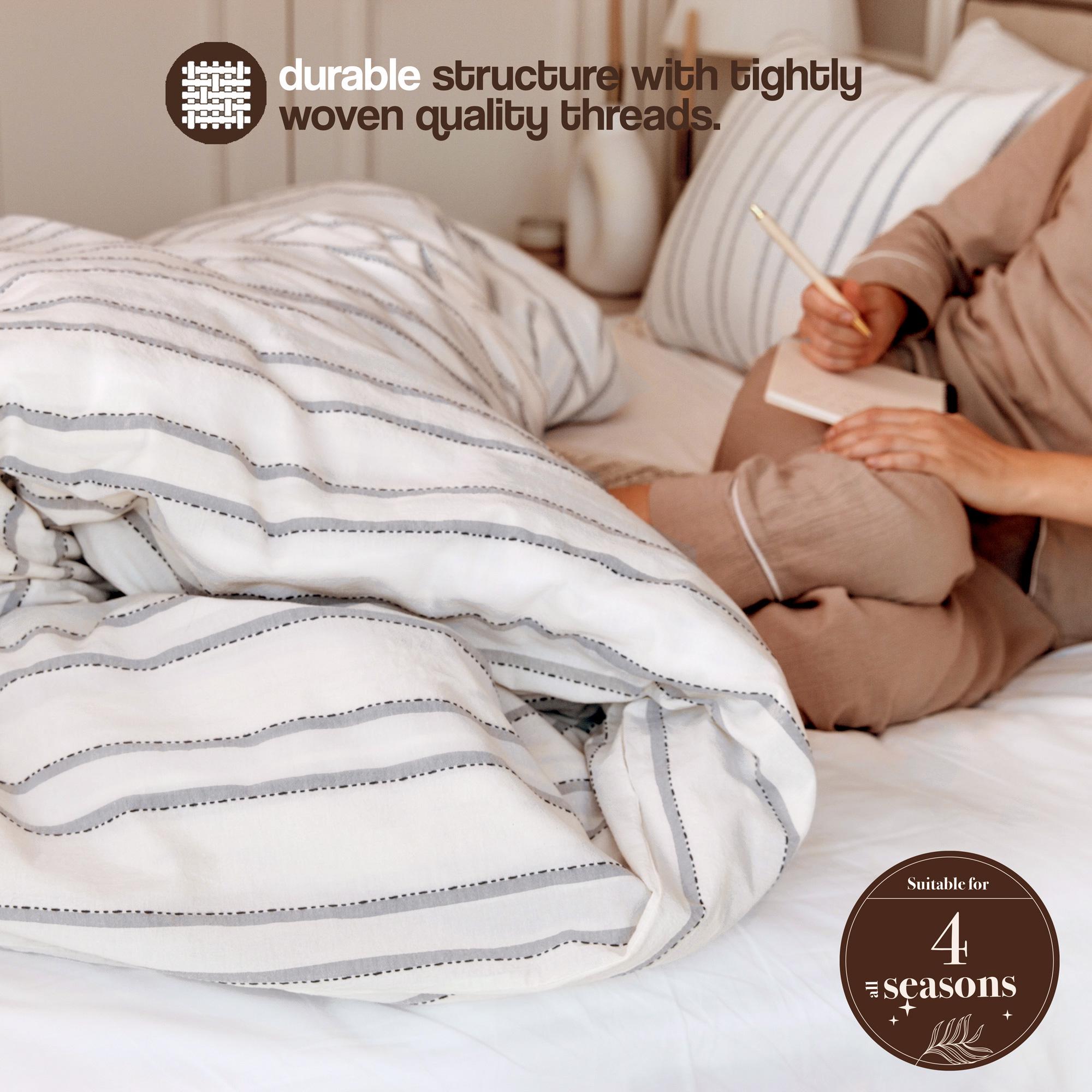Stone Washed Cotton Duvet Cover Set: Turkish Cotton Bedding With Stitch ...