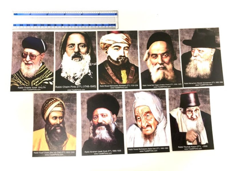 Rabbi Cards (9 Cards) Collection of Famous Jewish Rabbis Tzadik Torah ...