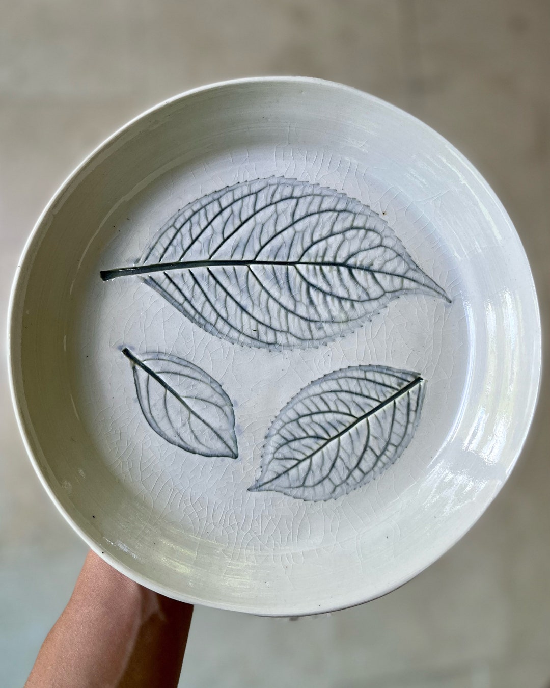 Leaf Print Plate - Leaf Print - Plate - Ceramic Plates - Pottery ...