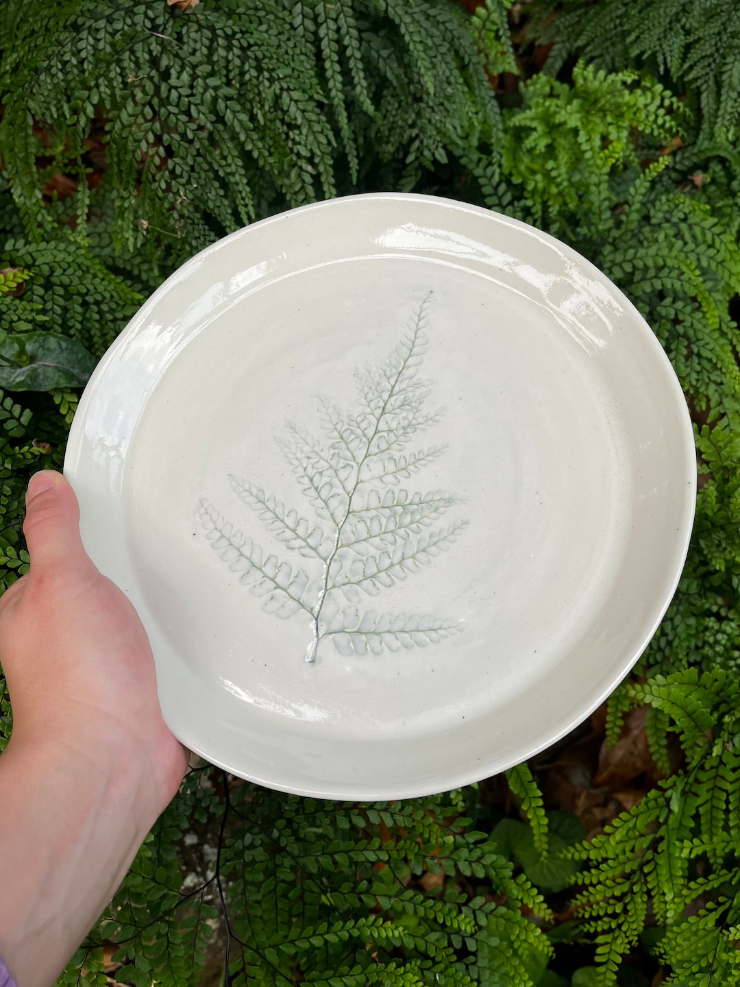 Maidenhair Fern Plate - Fern Leaves - Porcelain - Pottery - Dinnerware ...