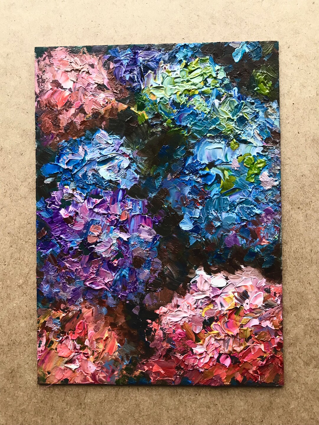 Flowers Gidrangea Oil Painting 5х7 Inch Original Art Abstract Without ...