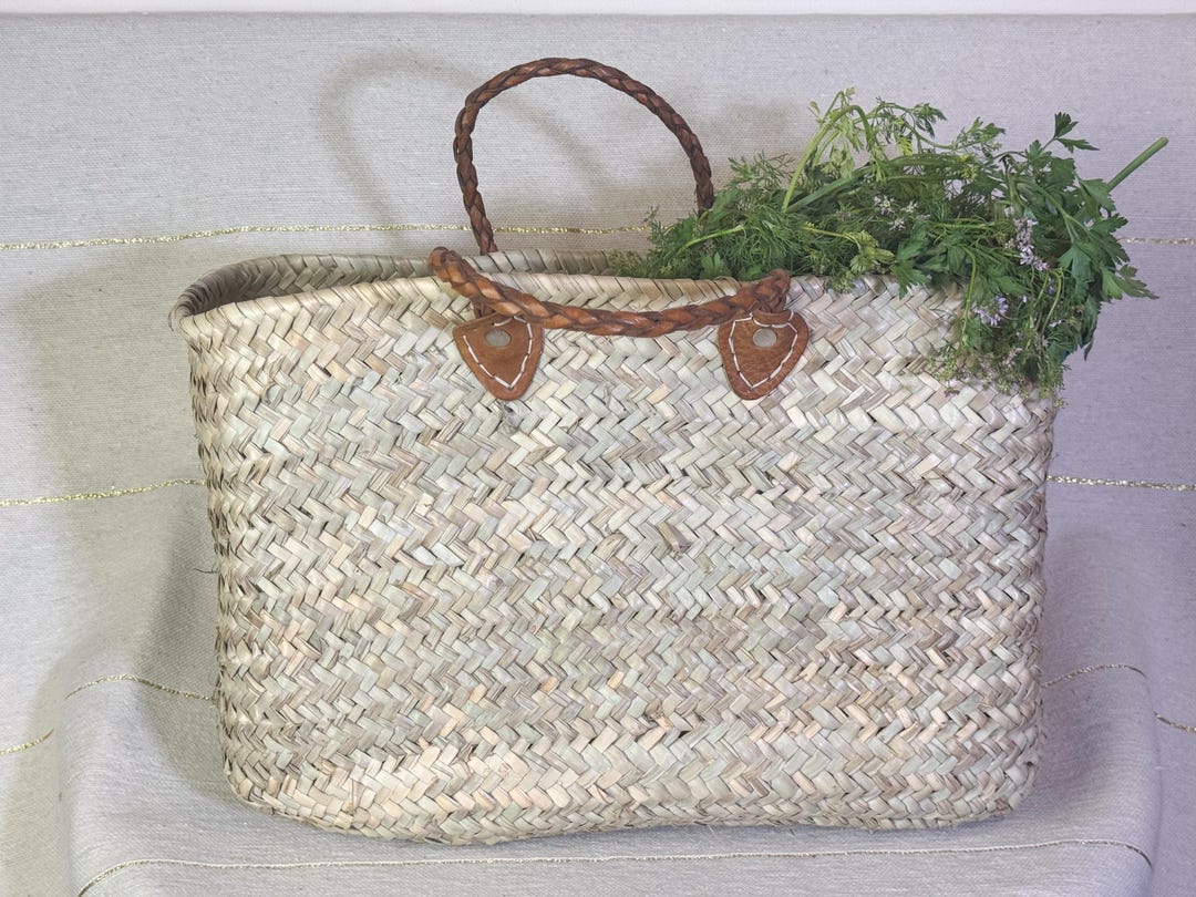 Wicker Basket - Farmhouse Basket - Market Bag - Handmade Strawbag ...