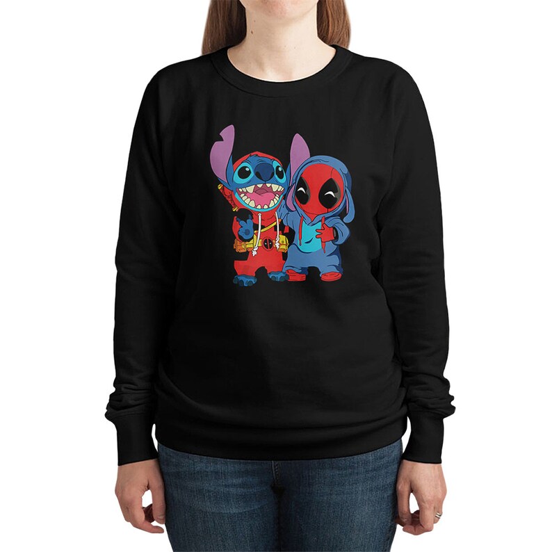 Deadpool and Stitch Friends Sweatshirt and Hoodie, Unisex Sizes (wr-137 ...