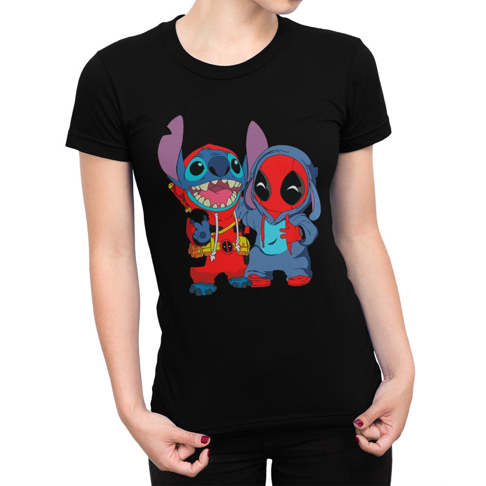 Deadpool and Stitch Friends T-shirt, 100% Cotton Tee (wr-137) - Etsy