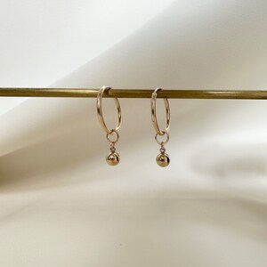 14K Gold Filled Hoop Earrings/ Gold Ball Hoop Earrings / Dainty Gold ...