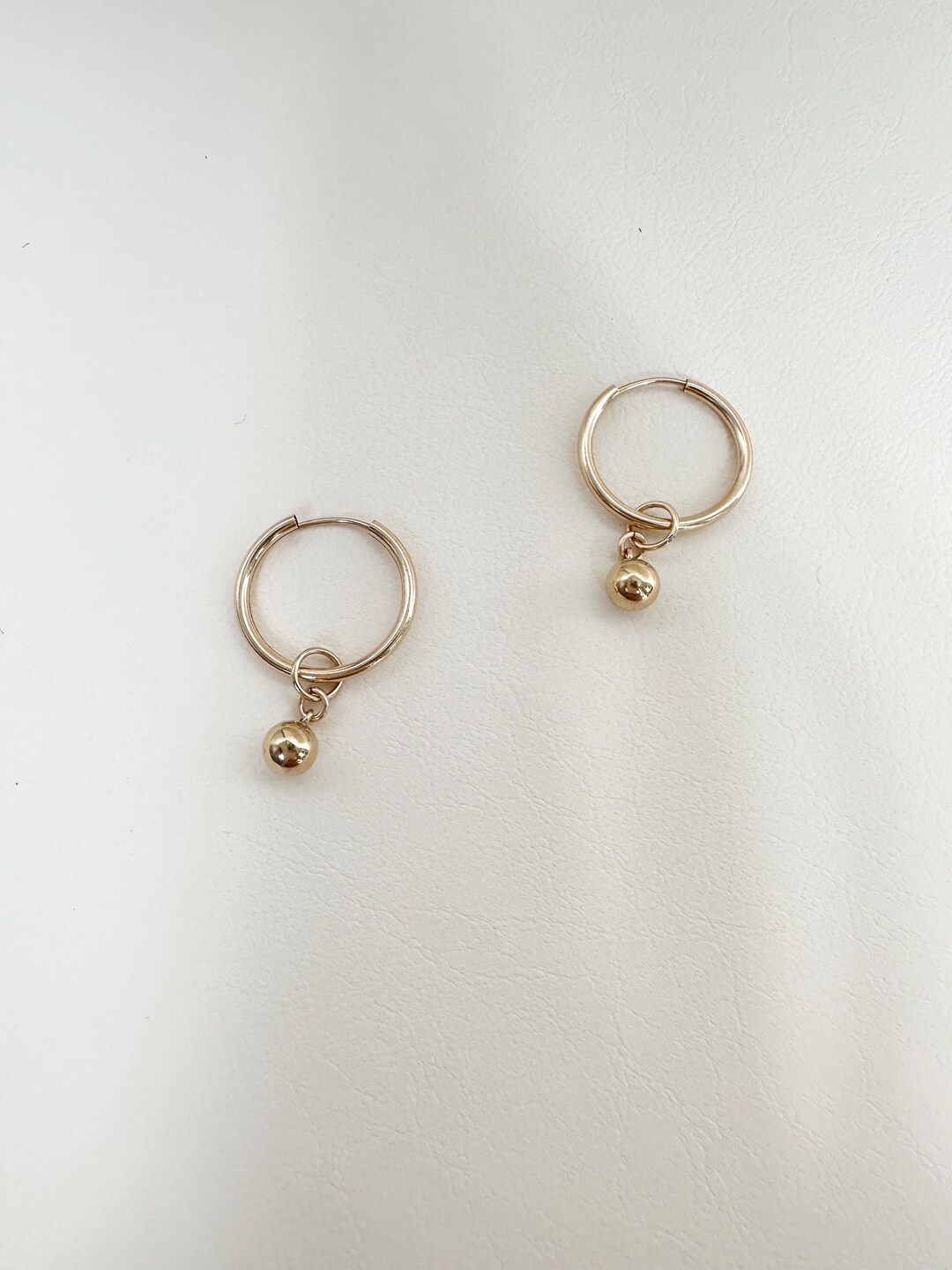 14K Gold Filled Hoop Earrings/ Gold Ball Hoop Earrings / Dainty Gold ...