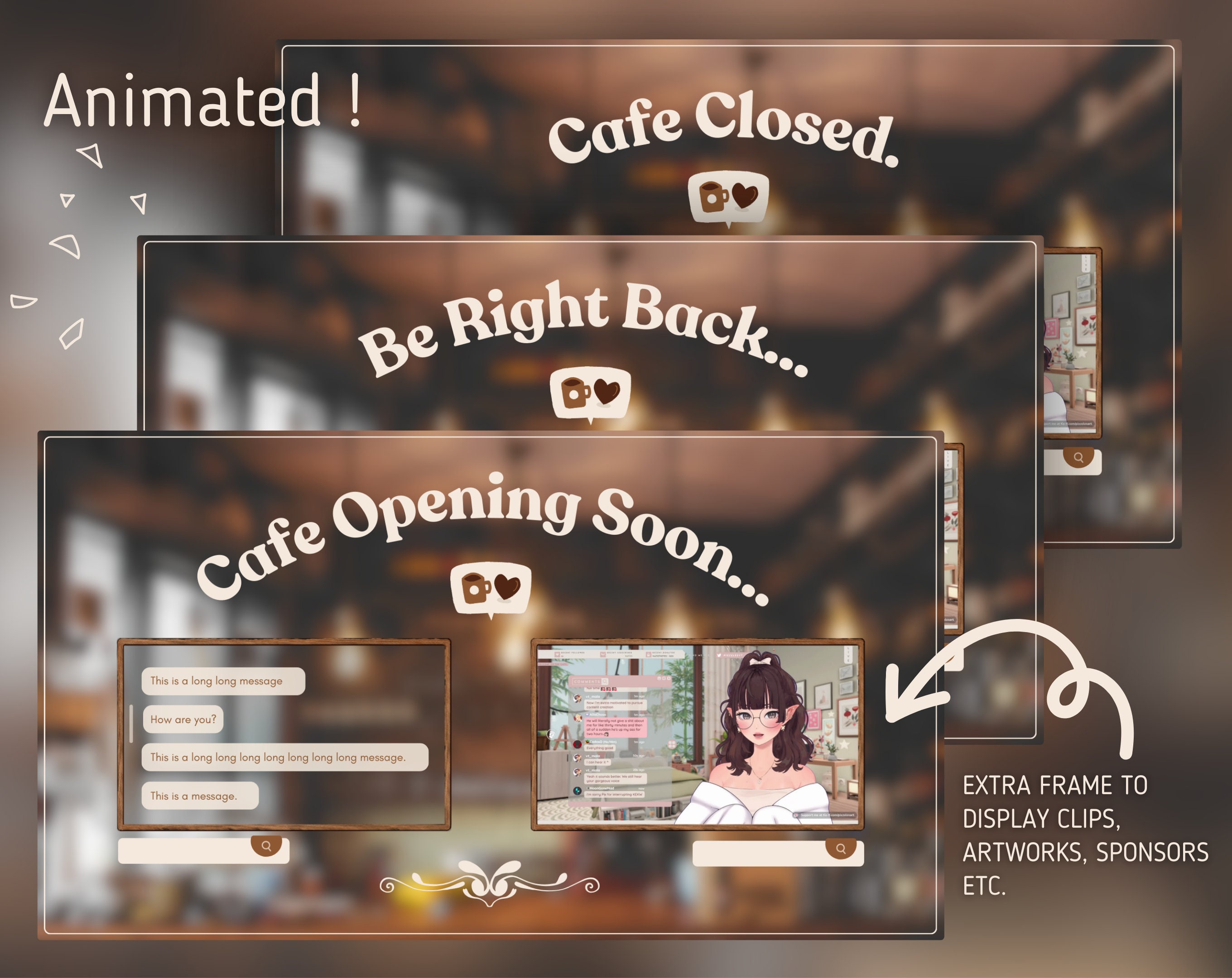 Animated Coffee Stream Pack | Twitch Stream Overlay Pack | Animated ...