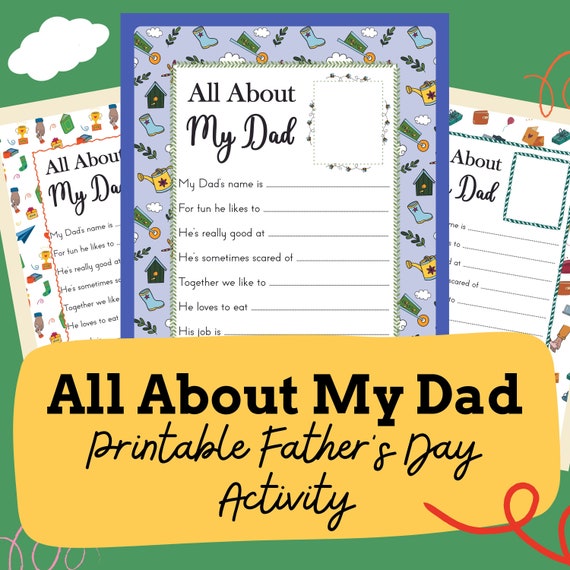 All About My Dad Printable Activity Sheet for Father's Day - Etsy