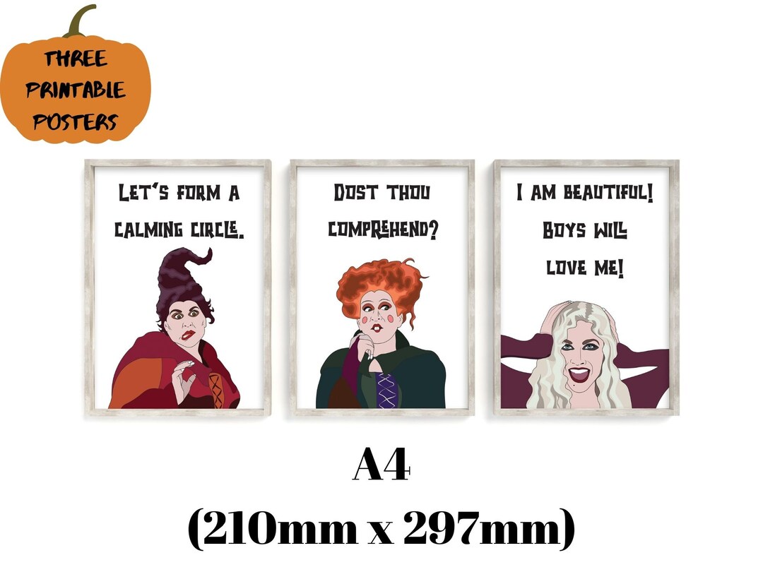 Printable Sanderson Sisters Halloween Wall Art Inspired by Hocus Pocus ...