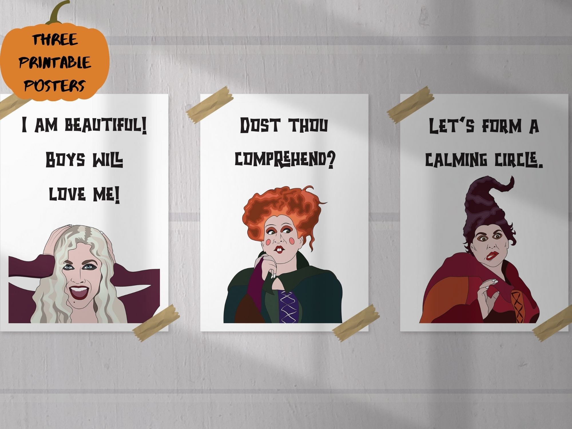 Printable Sanderson Sisters Halloween Wall Art Inspired by Hocus Pocus ...