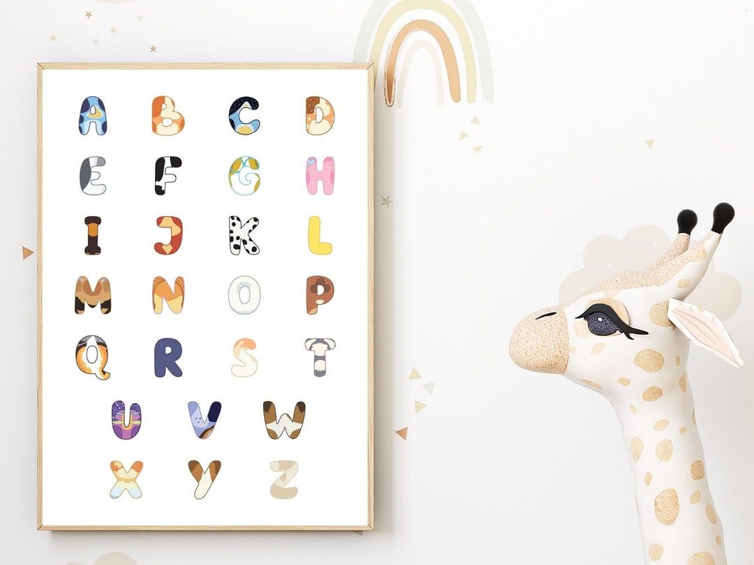 Printable Alphabet Poster Bluey Inspired for Kids Room | Nursery | Wall ...